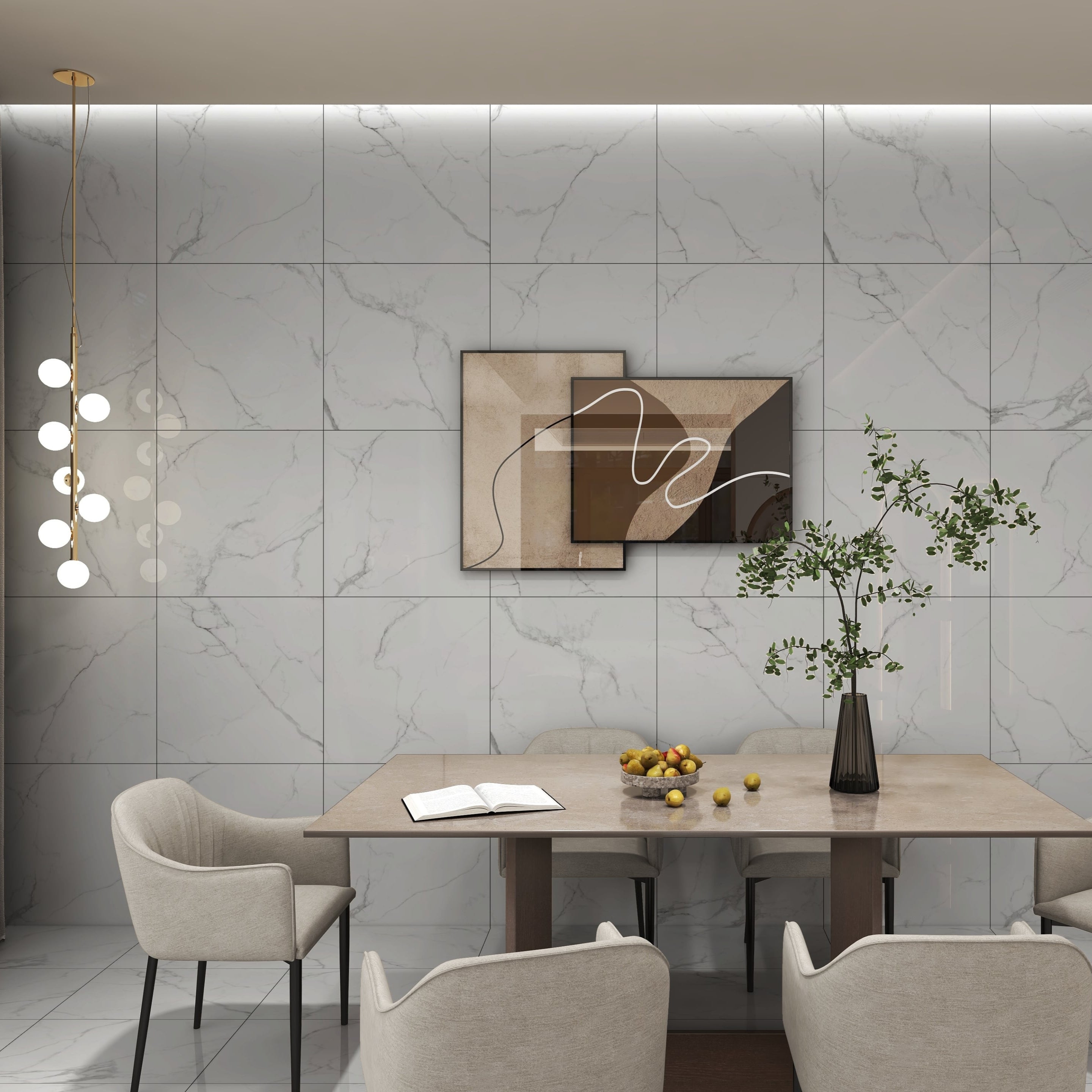 Emma Marble Effect Polished Porcelain Tile 60x60cm