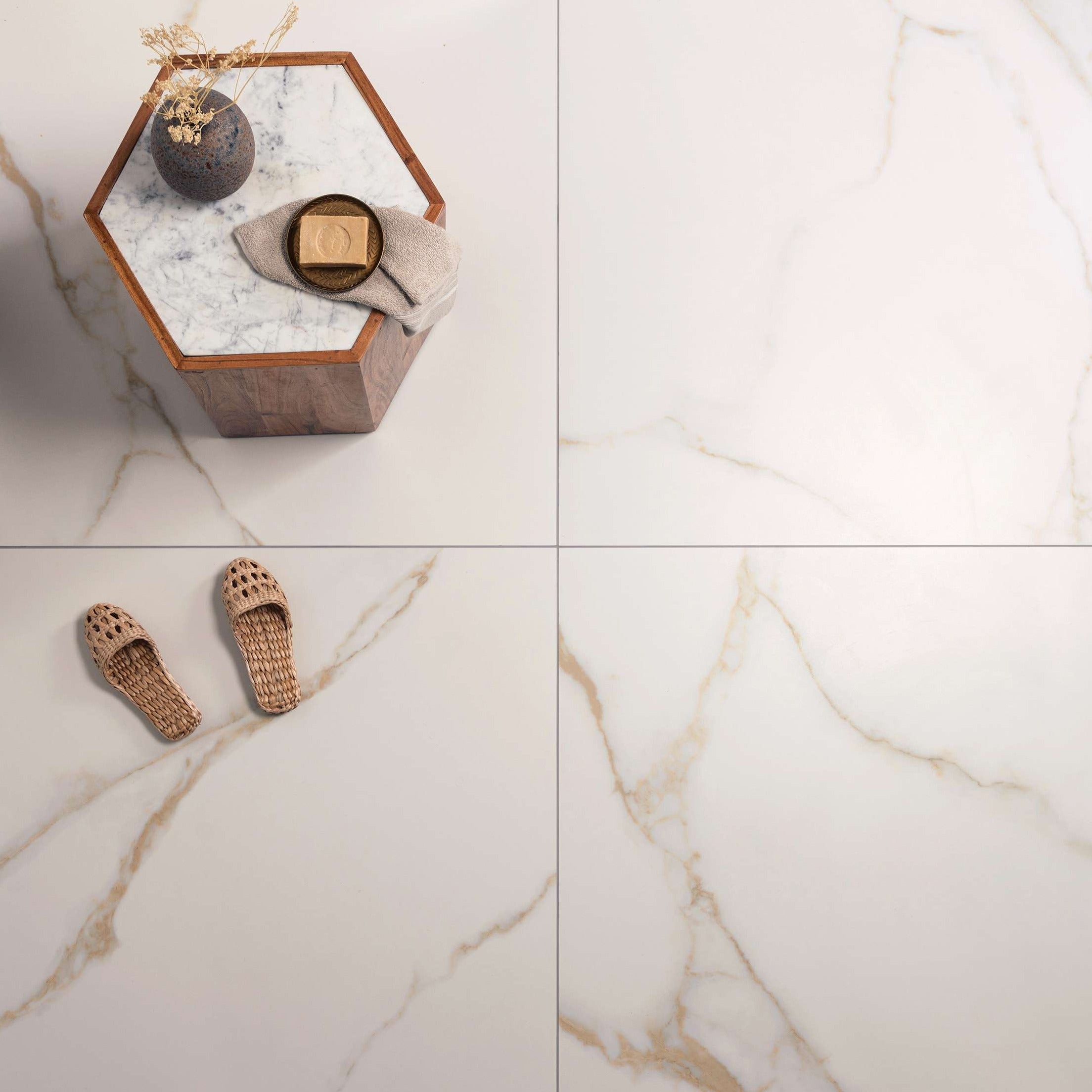 Original Style Tileworks Bianco Oro Polished Porcelain Tile 90x90cm