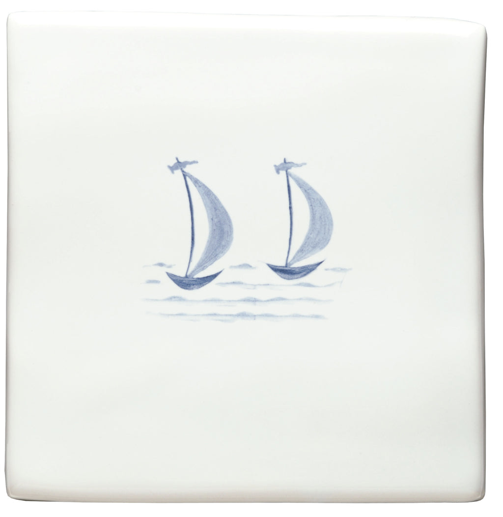 The Winchester Tile Company Classic English Delft Hand Painted Boats